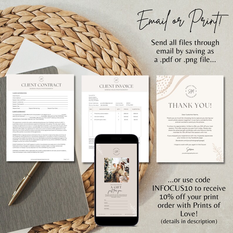 Contract Templateinvoice Templatethank You Card - Etsy