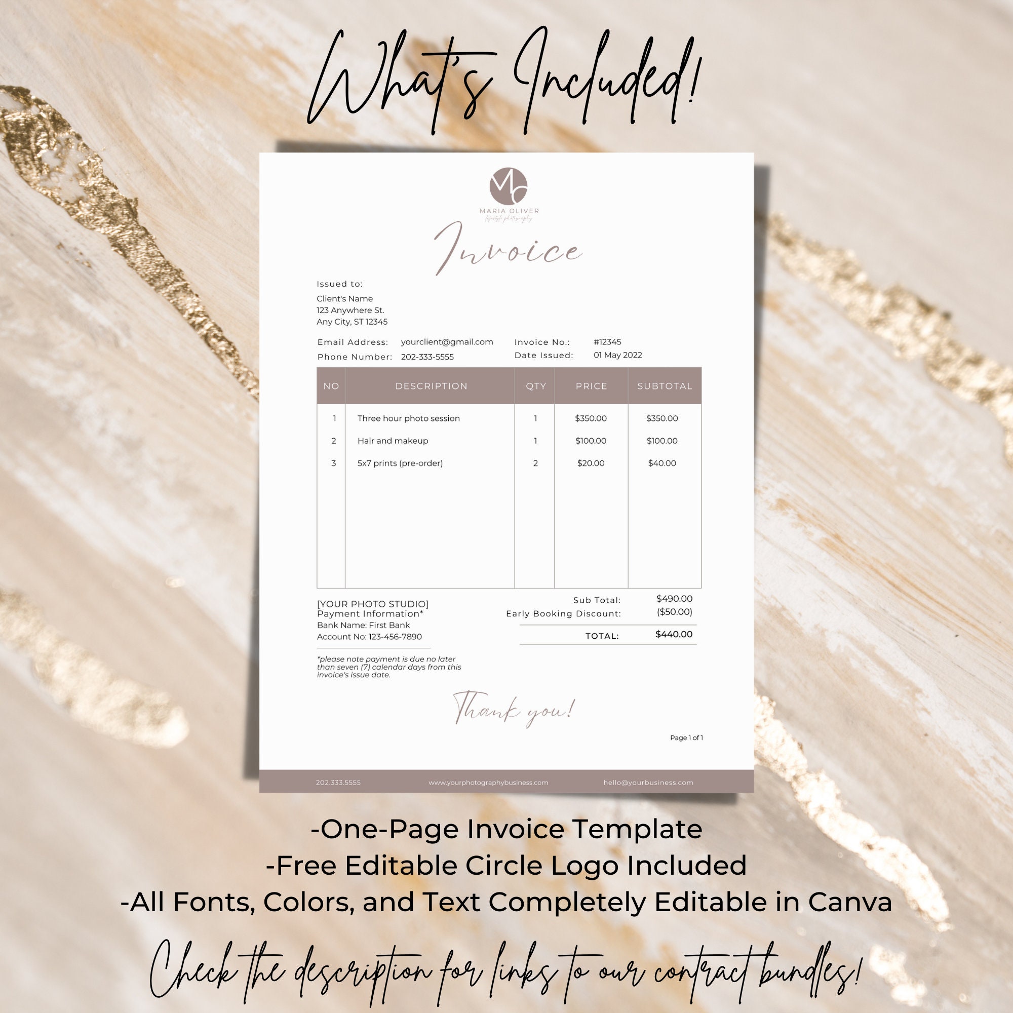 Photography Invoice Template Invoice Template Editable - Etsy