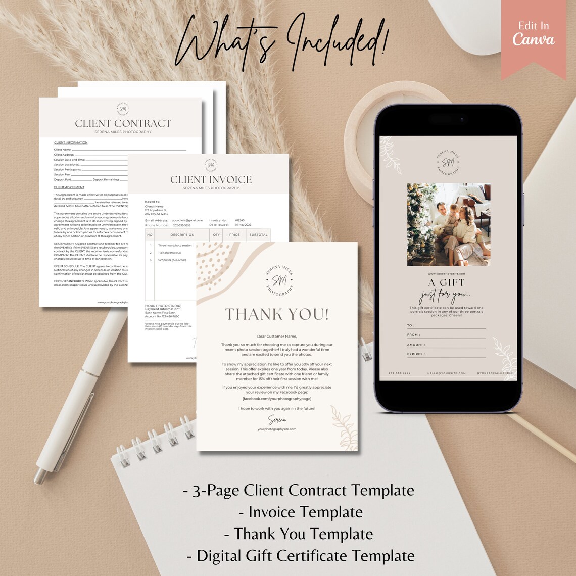 Contract Templateinvoice Templatethank You Card - Etsy