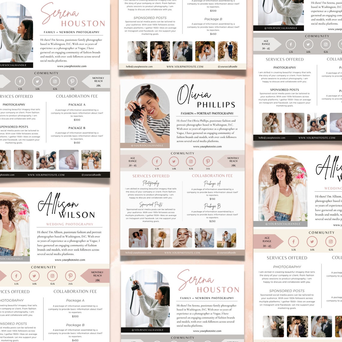 One Page Media Kit Templatemedia Kit Canvasocial Media - Etsy