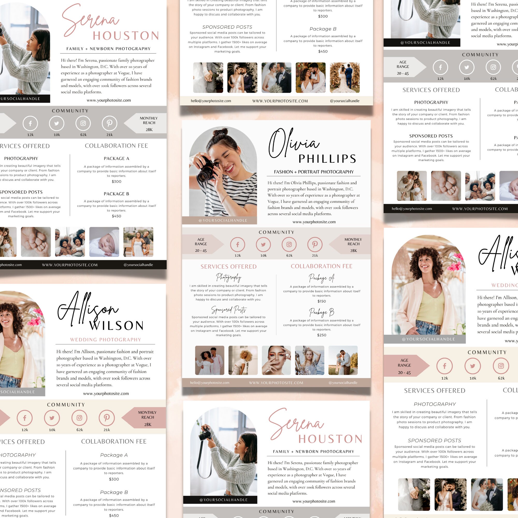 One Page Media Kit Templatemedia Kit Canvasocial Media - Etsy