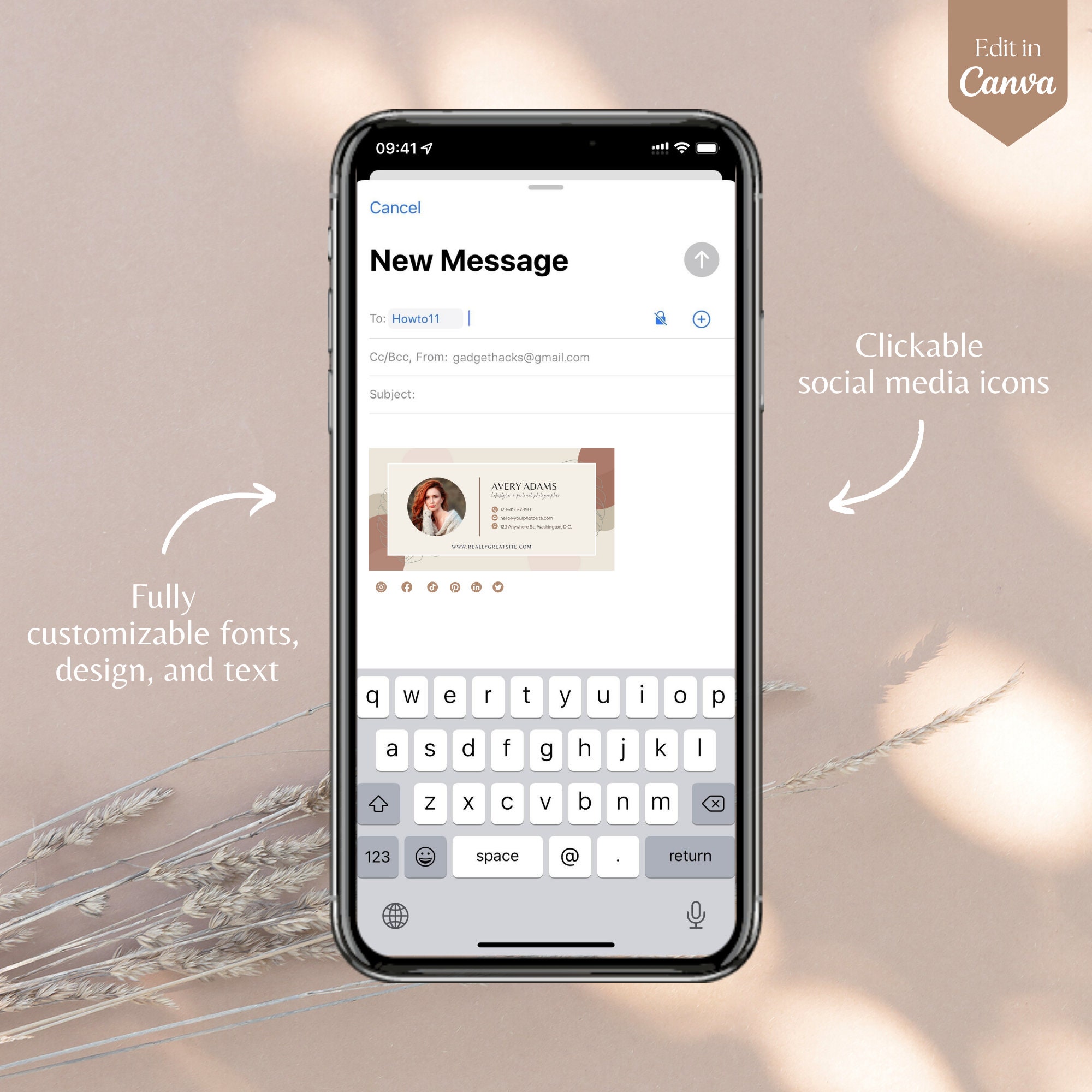 Gmail Email Signature Editable Template Clickable Signature - Etsy