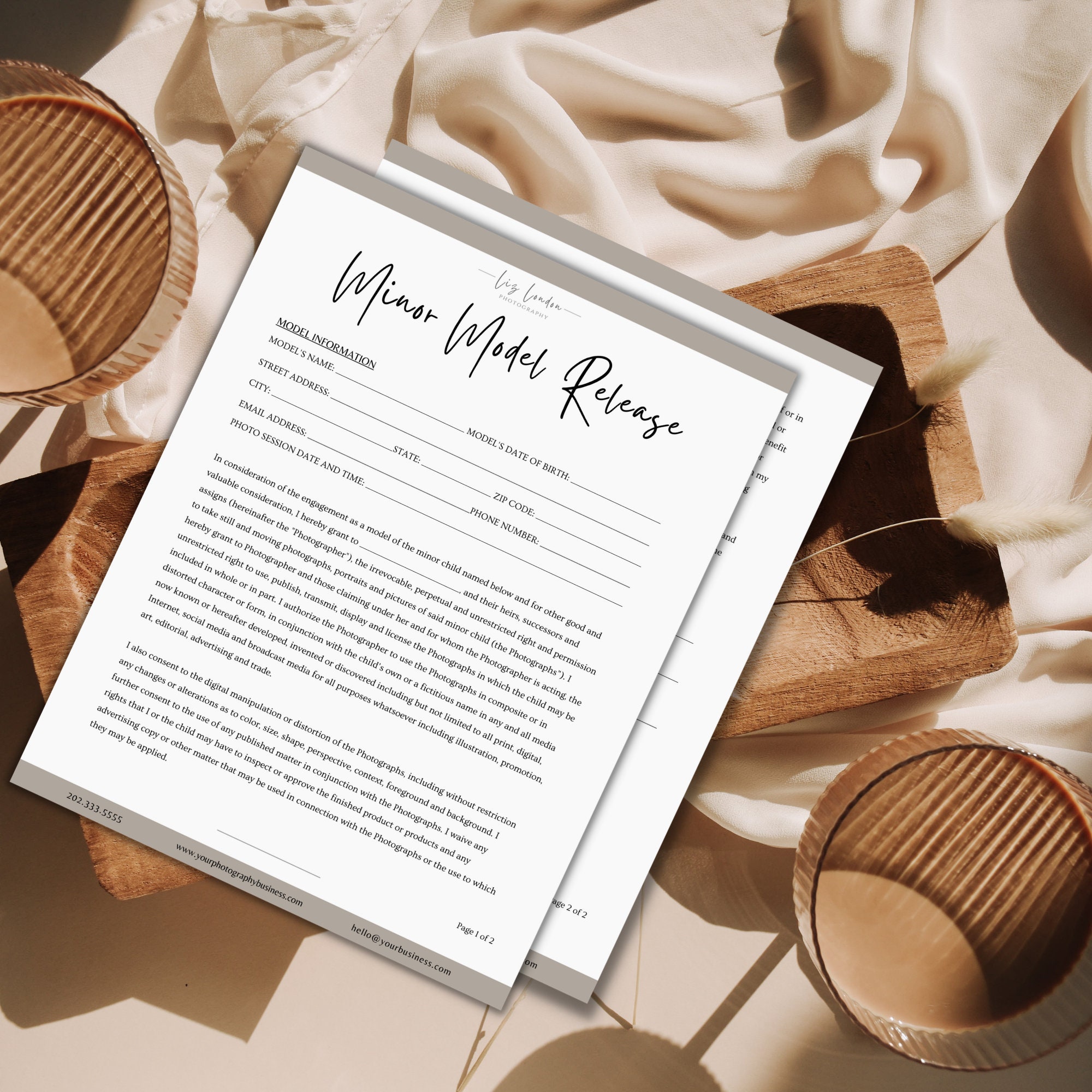 Minor Model Release Template Canva Contract Template Minor - Etsy