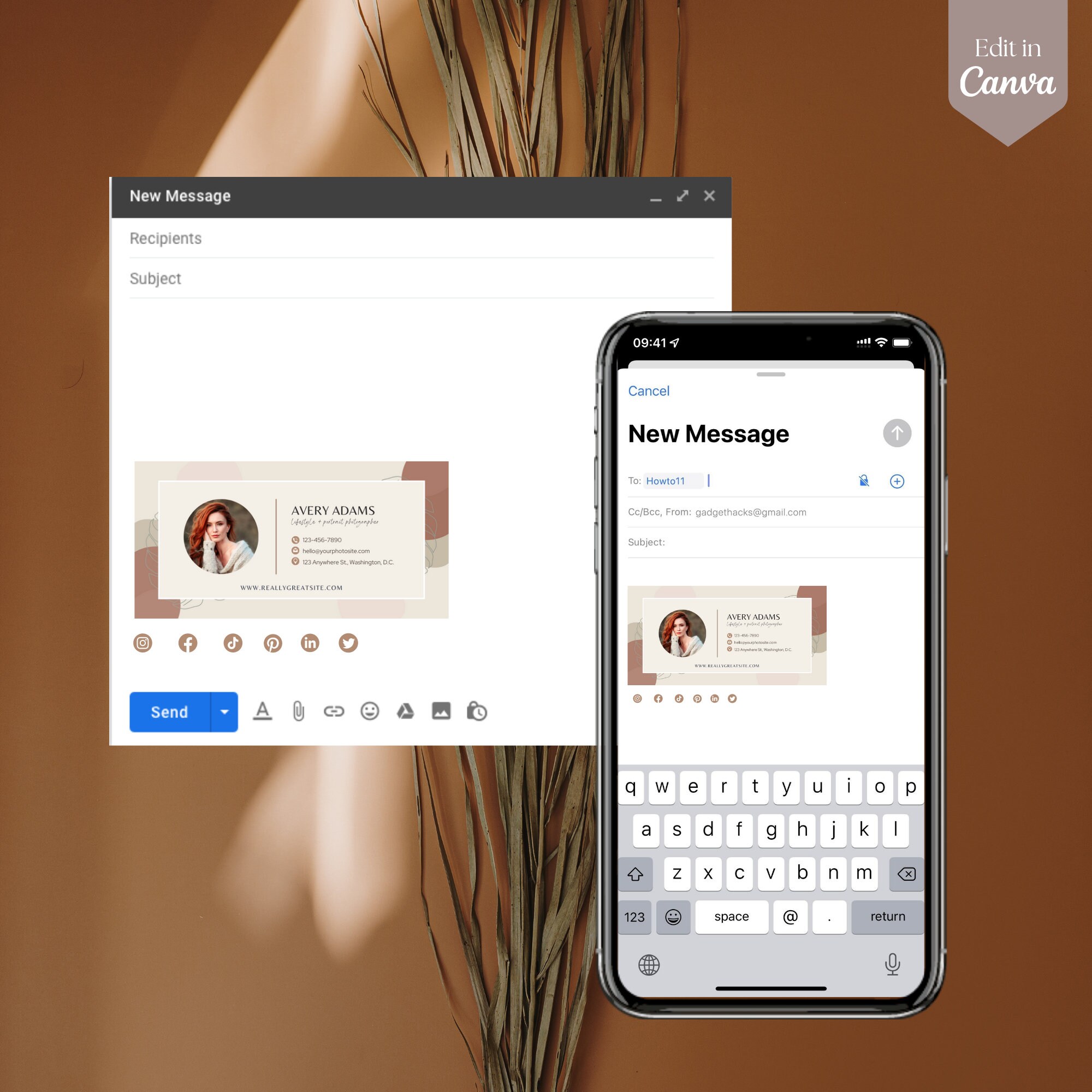 Gmail Email Signature Editable Template Clickable Signature - Etsy