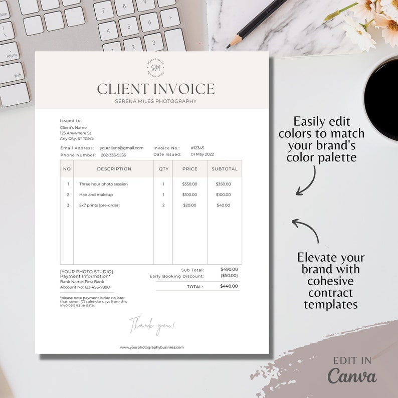 Contract Templateinvoice Templatethank You Card - Etsy