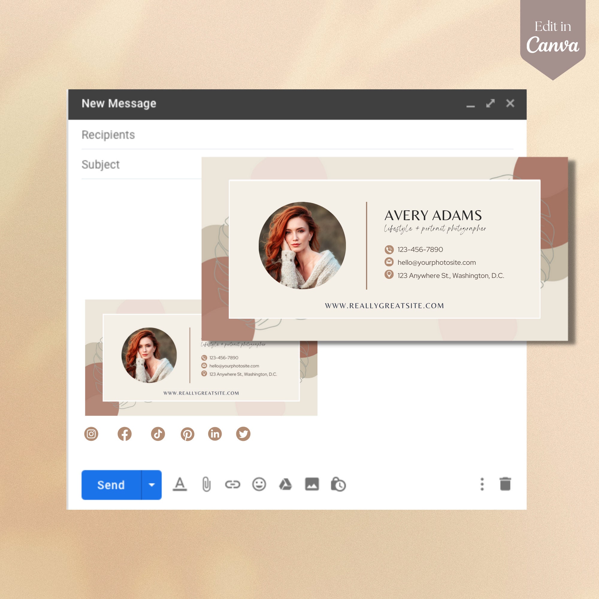 Gmail Email Signature Editable Template Clickable Signature - Etsy