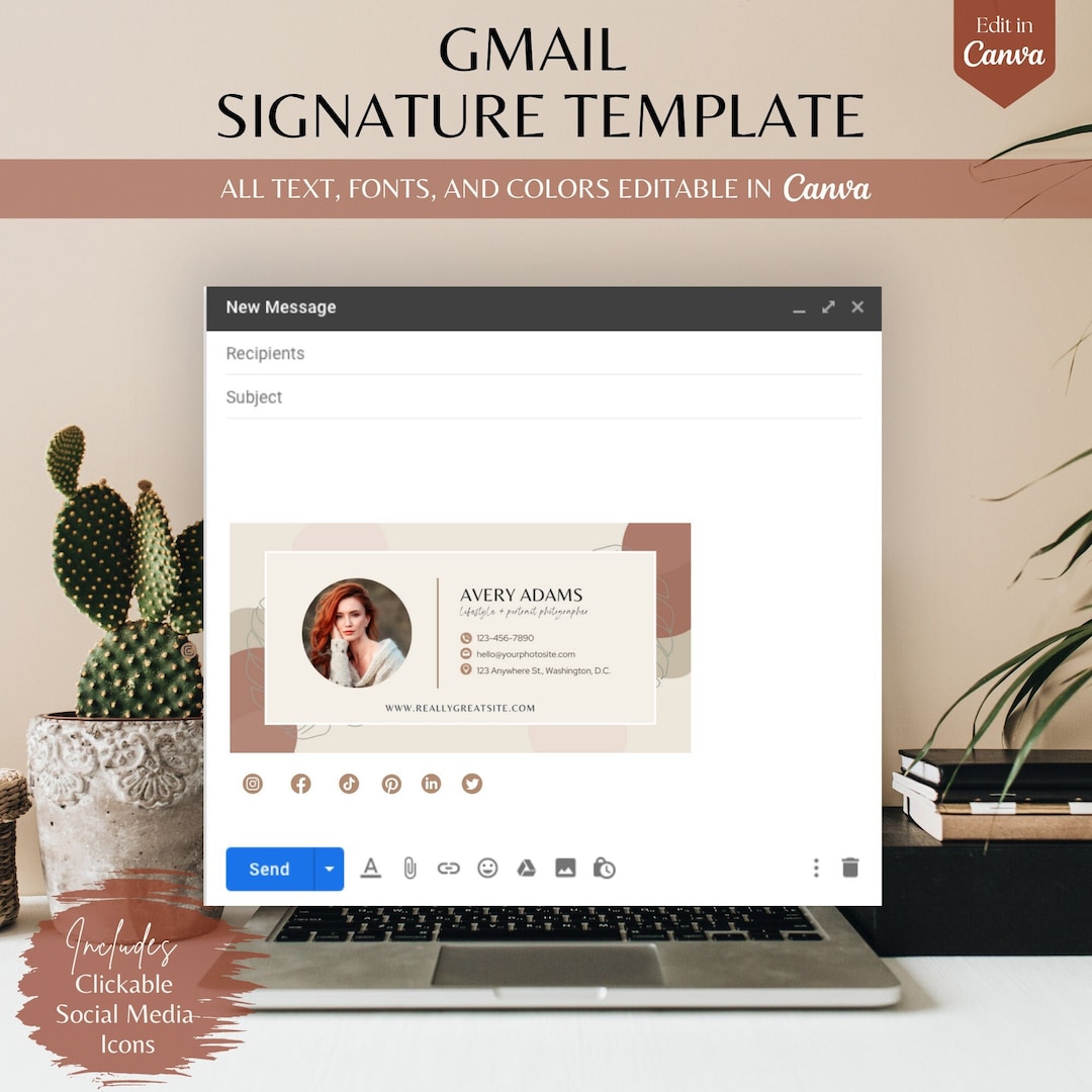 Gmail Email Signature Editable Template Clickable Signature - Etsy