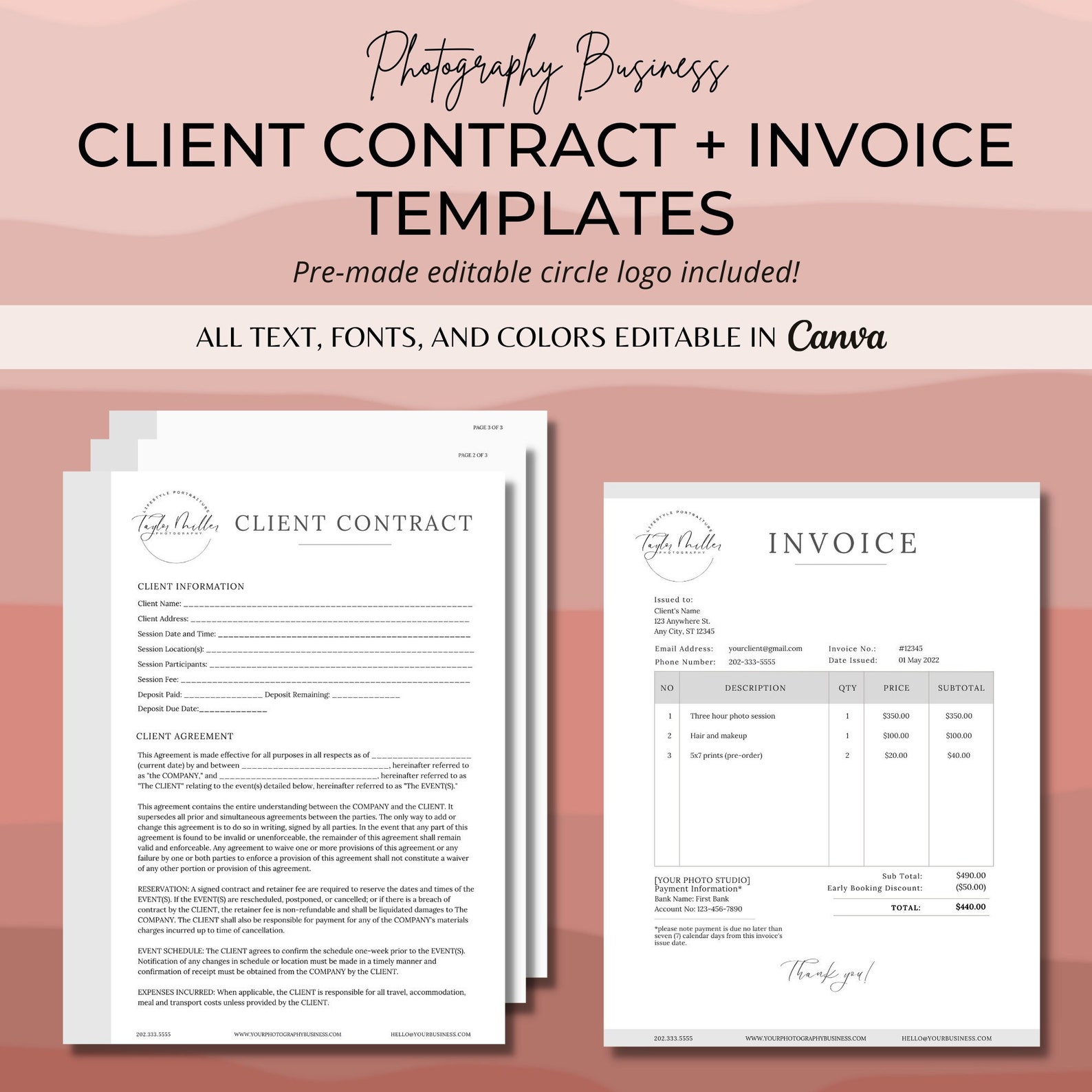 Contract Templateinvoice Templateform Templatecanva - Etsy