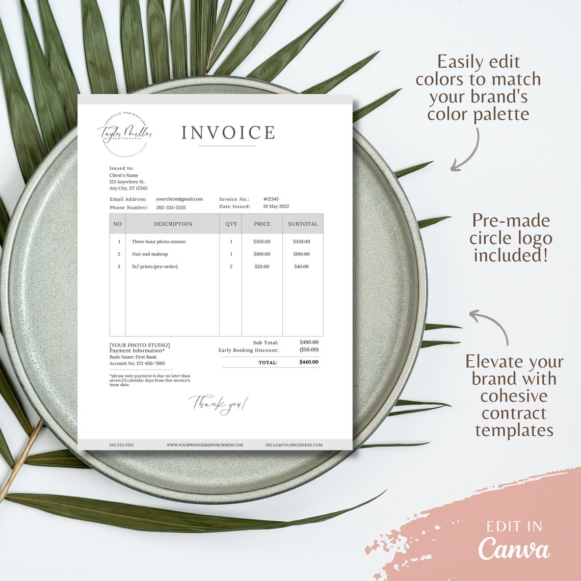 Contract Templateinvoice Templateform Templatecanva - Etsy