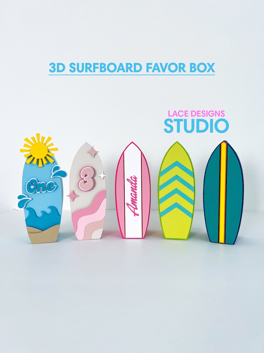 3D Surfboard Favor Box SVG, Surfboard Template, Favor Box Template ...