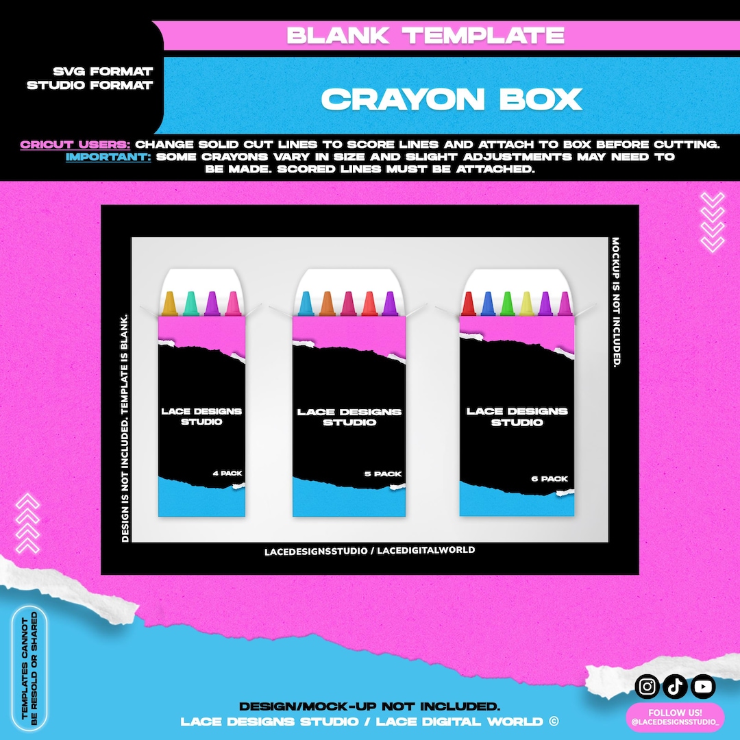 Crayon Box Template, Crayon Box SVG, SVG Templates, Cricut SVG, Crayon ...