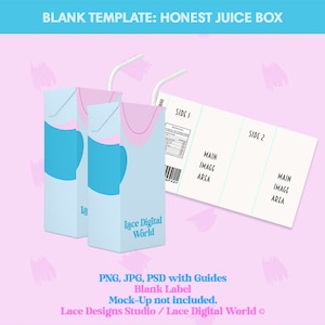Juice Box Template, Honest Template, Honest Juice Box Template, PSD Files, Snack Template, Party ...