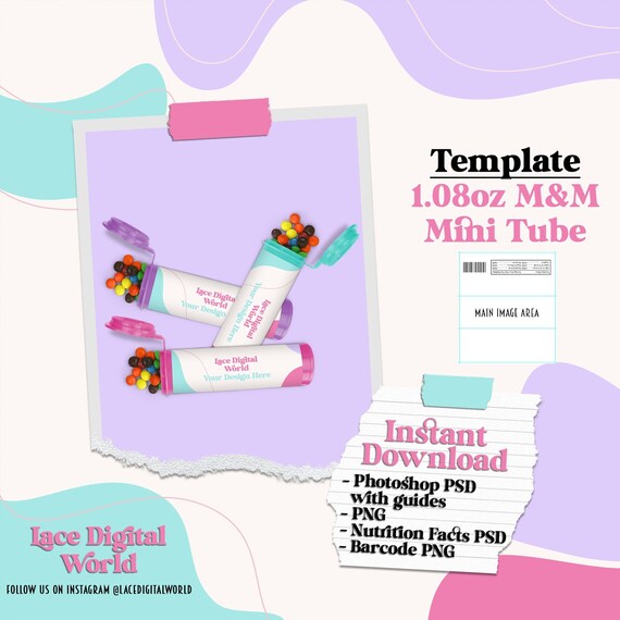 M&M Mini Template Mini Tube Template Party Favor Templates - Etsy