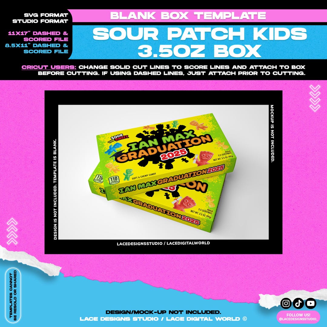Sour Candy Box Template, SVG Template, Candy Box Template, Sour Candy ...