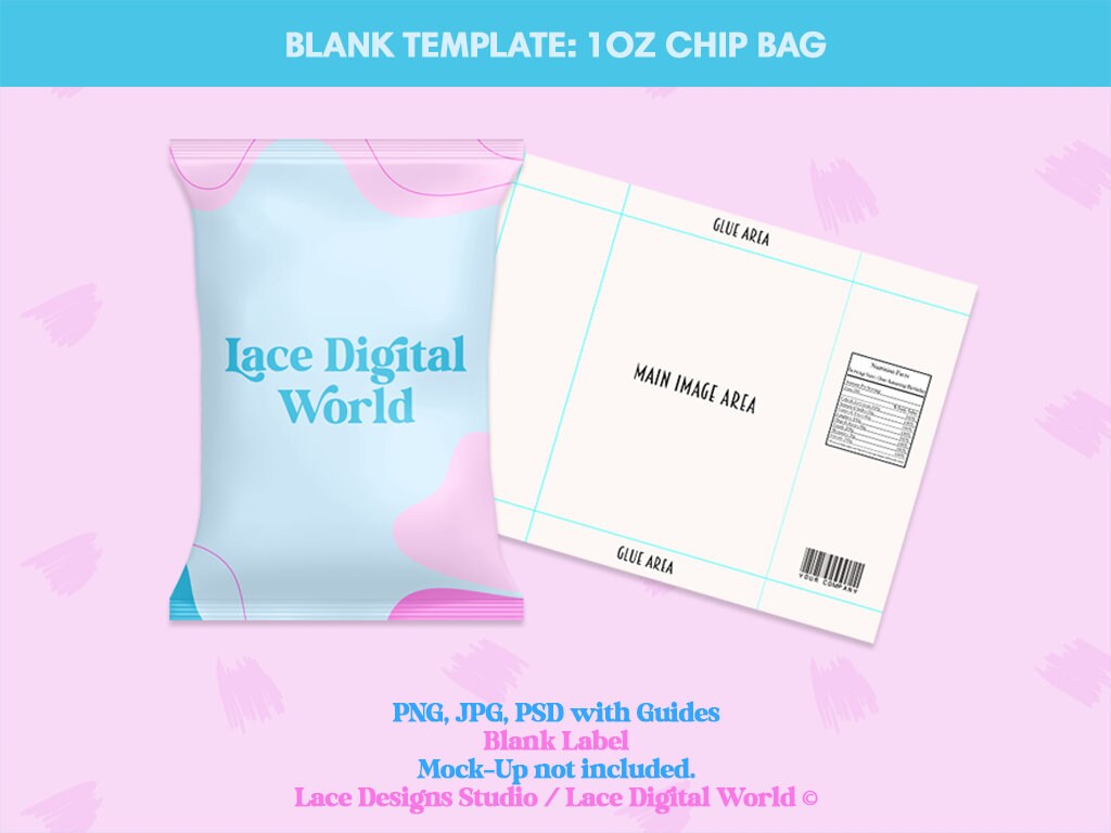 Chip Bag Template, Chip Bags, Party Favor Templates, Photoshop ...