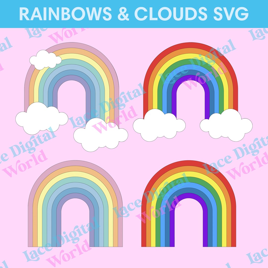 Rainbows Svg Clouds Svg Summer Svgs Layered Svg File Pastel Rainbow