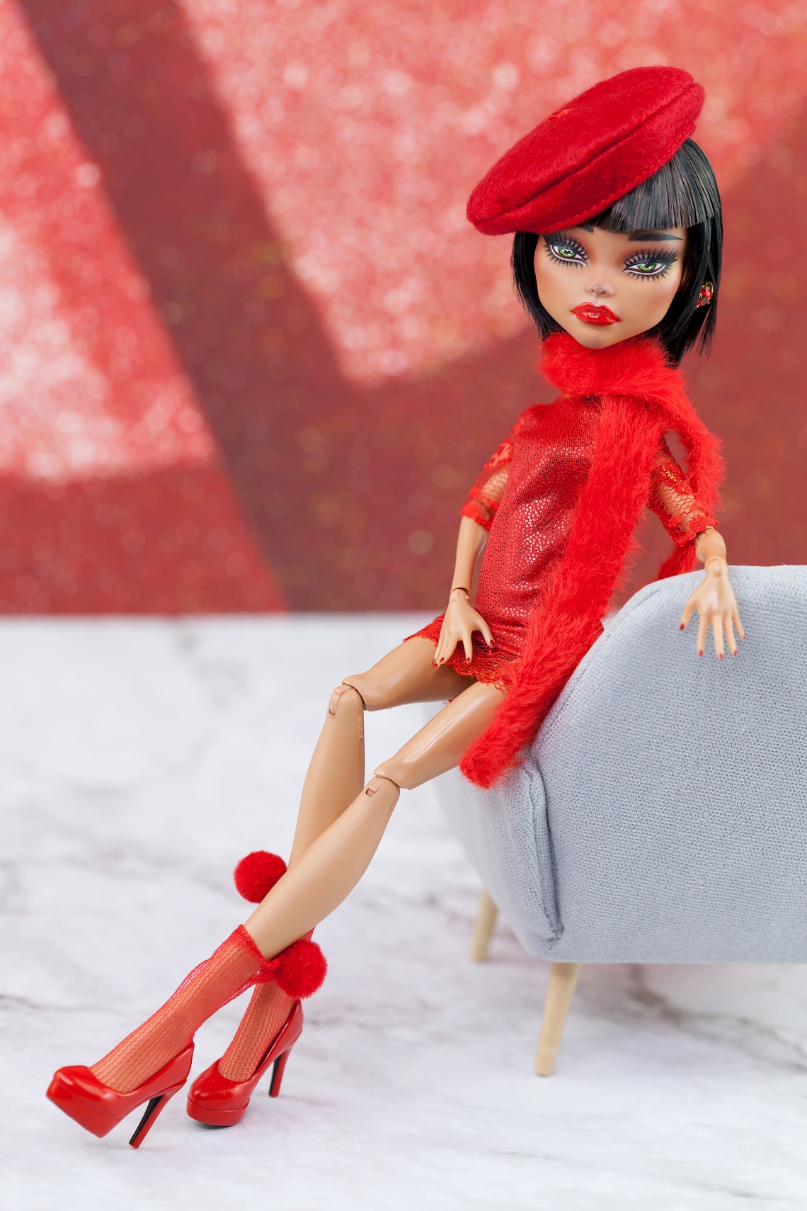 Monster High Cleo De Nile G1 Monochromatic Red Outfit OOAK Custom ...