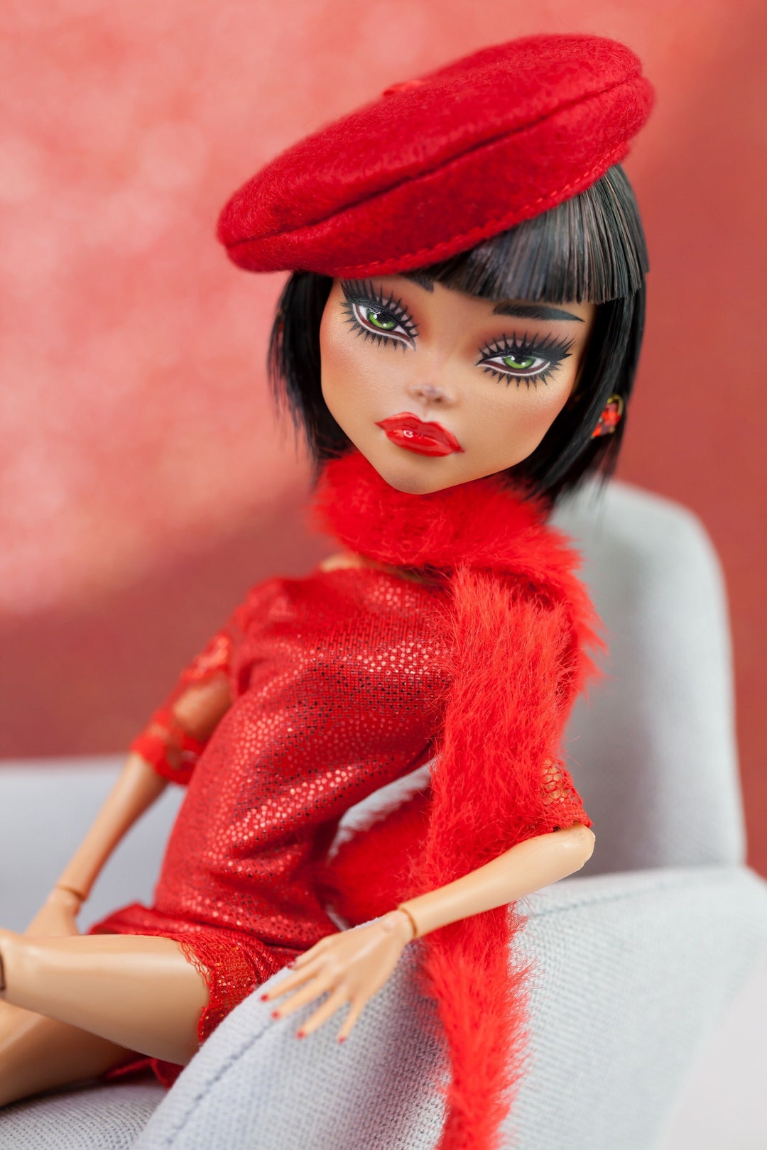 Monster High Cleo De Nile G1 Monochromatic Red Outfit OOAK Custom ...