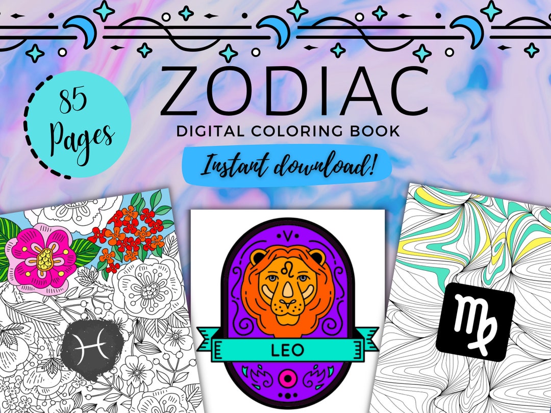 Zodiac Signs Digital Coloring Book / Astrology Coloring / Instant ...