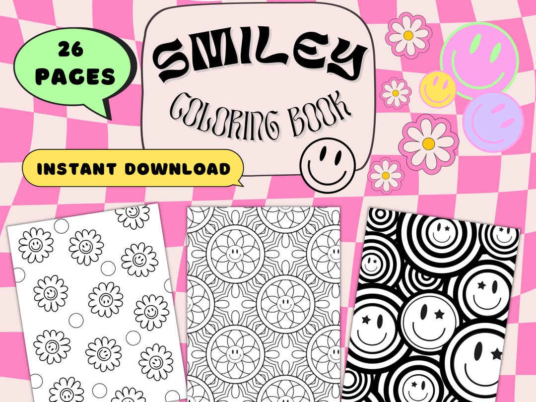 Smiley Coloring Book : Digital Coloring Book - Etsy