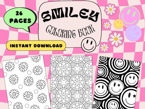 Smiley Coloring Book : Digital Coloring Book - Etsy