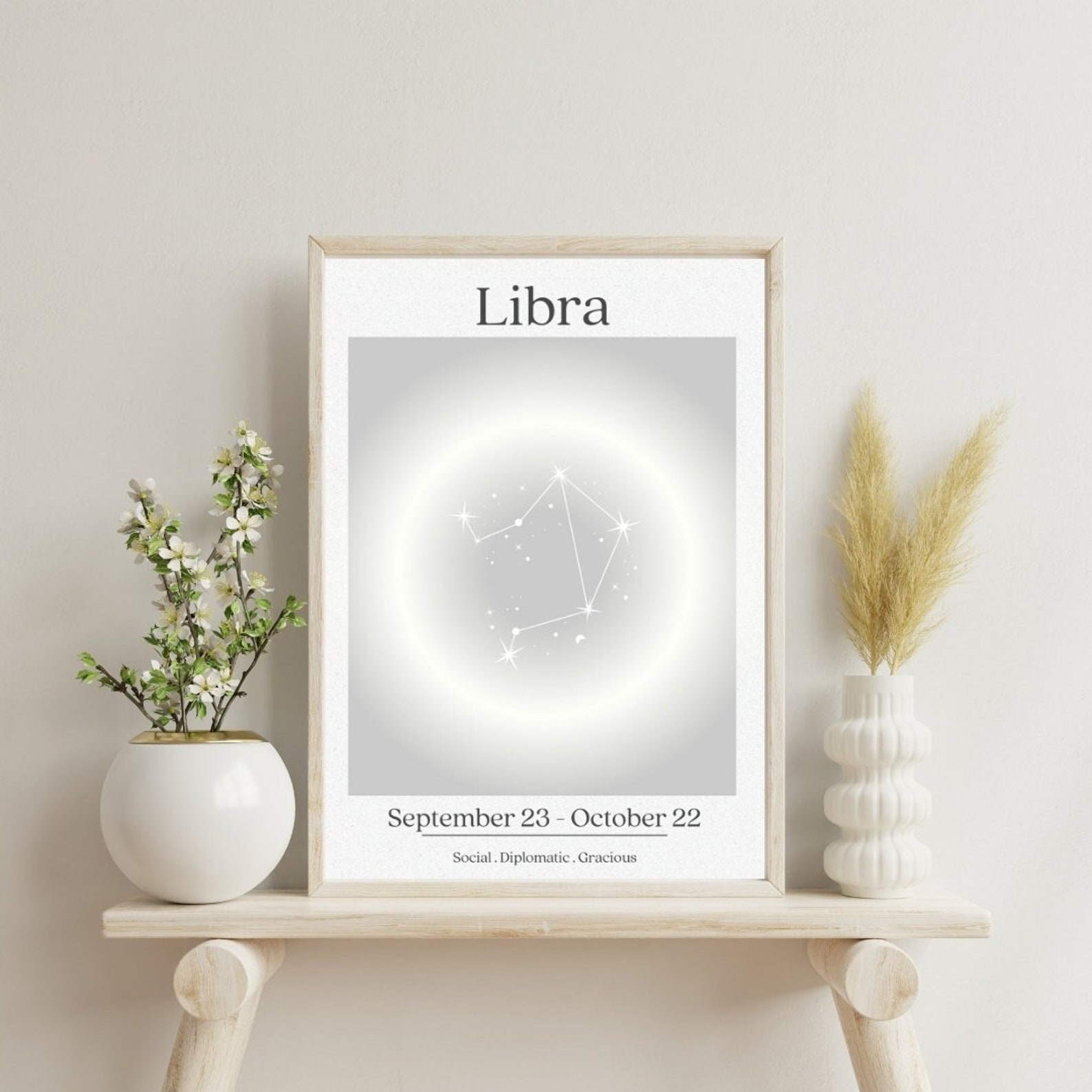 Libra Print, Aura Digital Print, Libra Zodiac Print 6 Aura Colors ...