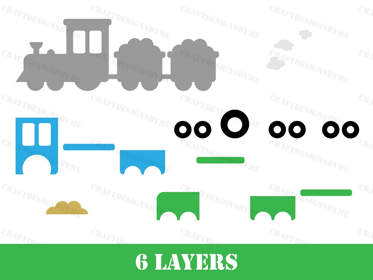 Train Layered Svg - Png - Jpeg - Instant Download - Locomotive - Cut ...