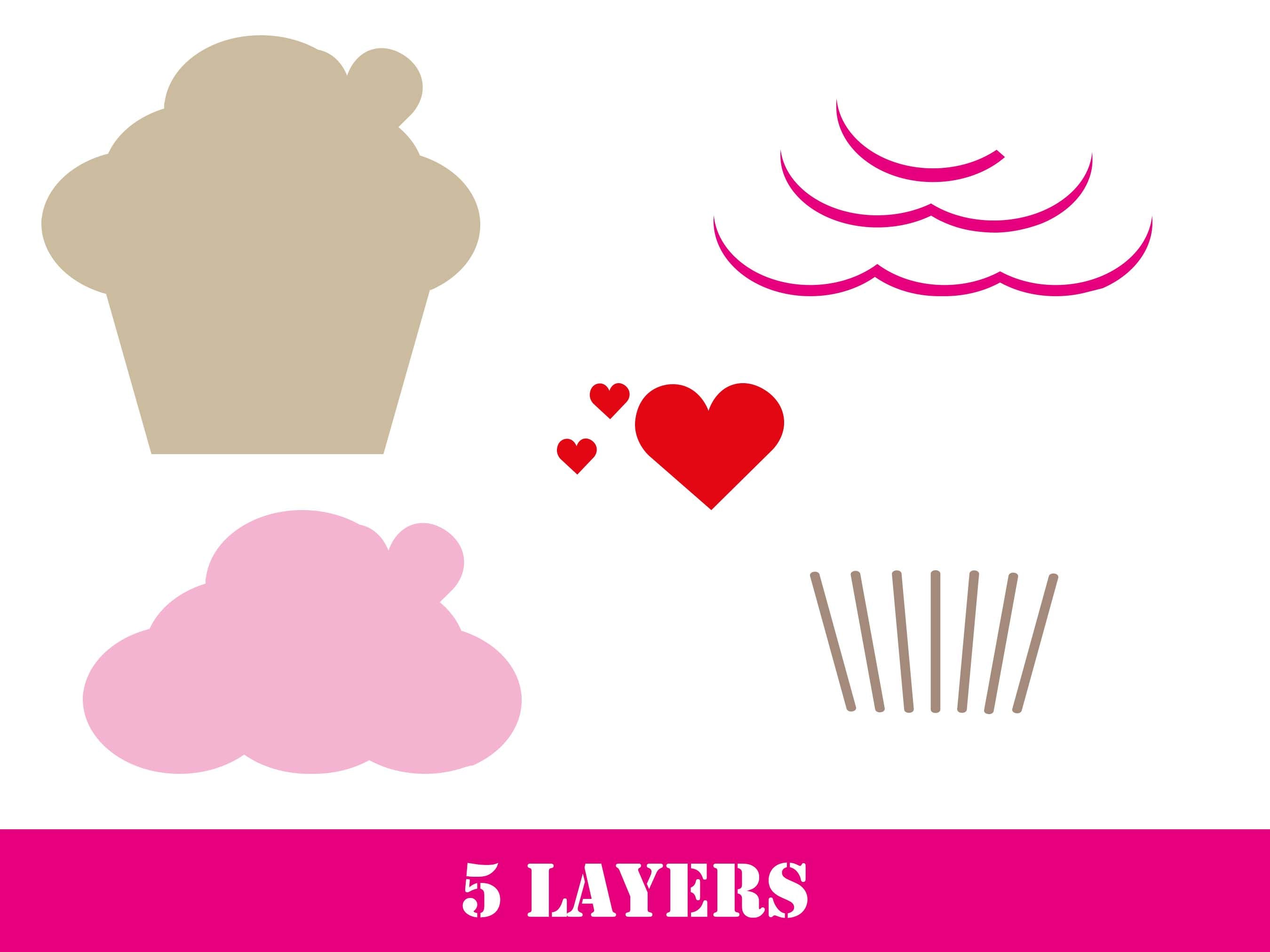 Cupcake Layered Svg - Png - Jpeg - Instant Download - Hearts - Cut File ...