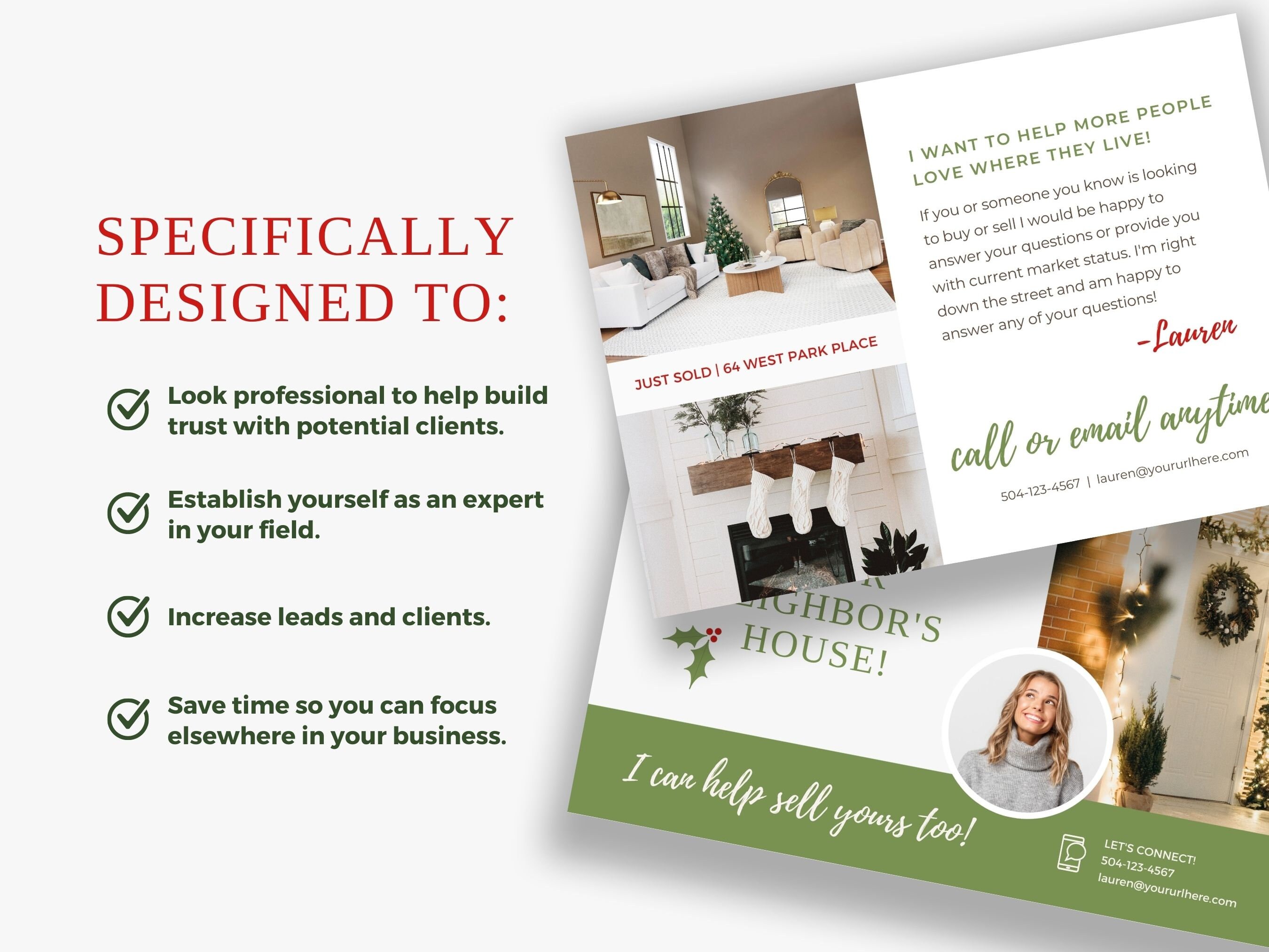 Realtor Christmas Card, Realtor Holiday Postcard, Holiday Mailer, Real ...