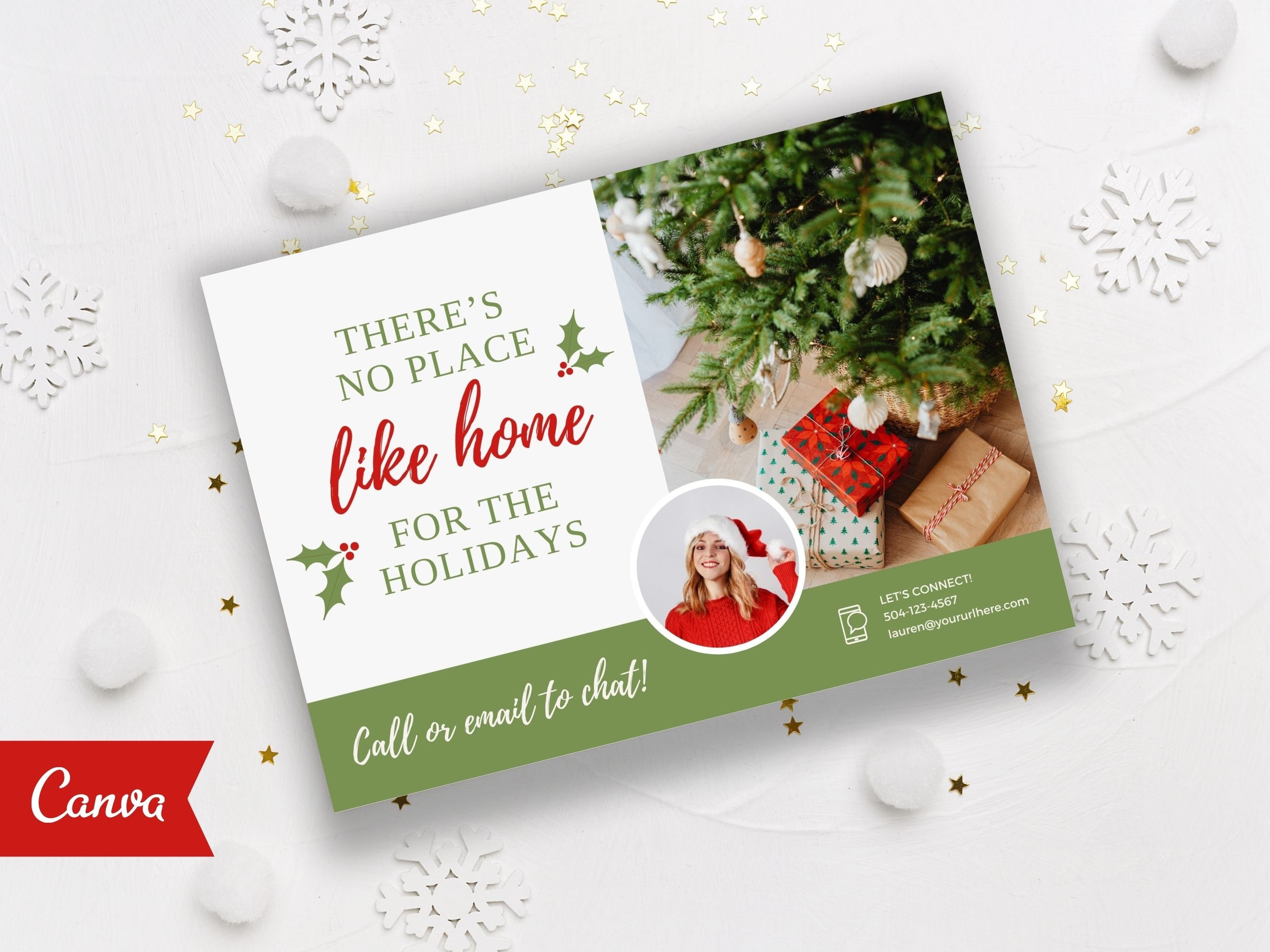 Realtor Christmas Card, Realtor Holiday Postcard, Holiday Mailer, Real ...