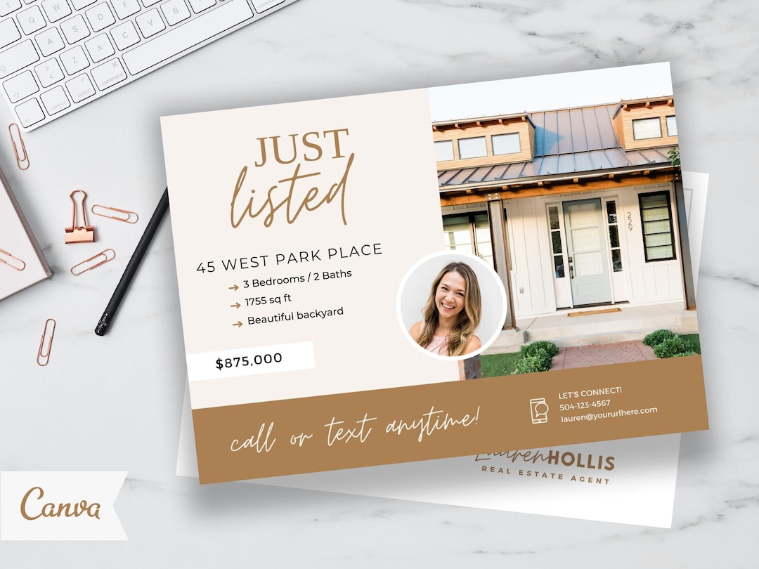 Just Listed Postcard, Real Estate Postcard, Just Listed Flyer, Realtor ...