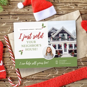 Realtor Christmas Card, Realtor Holiday Postcard, Holiday Mailer, Real ...