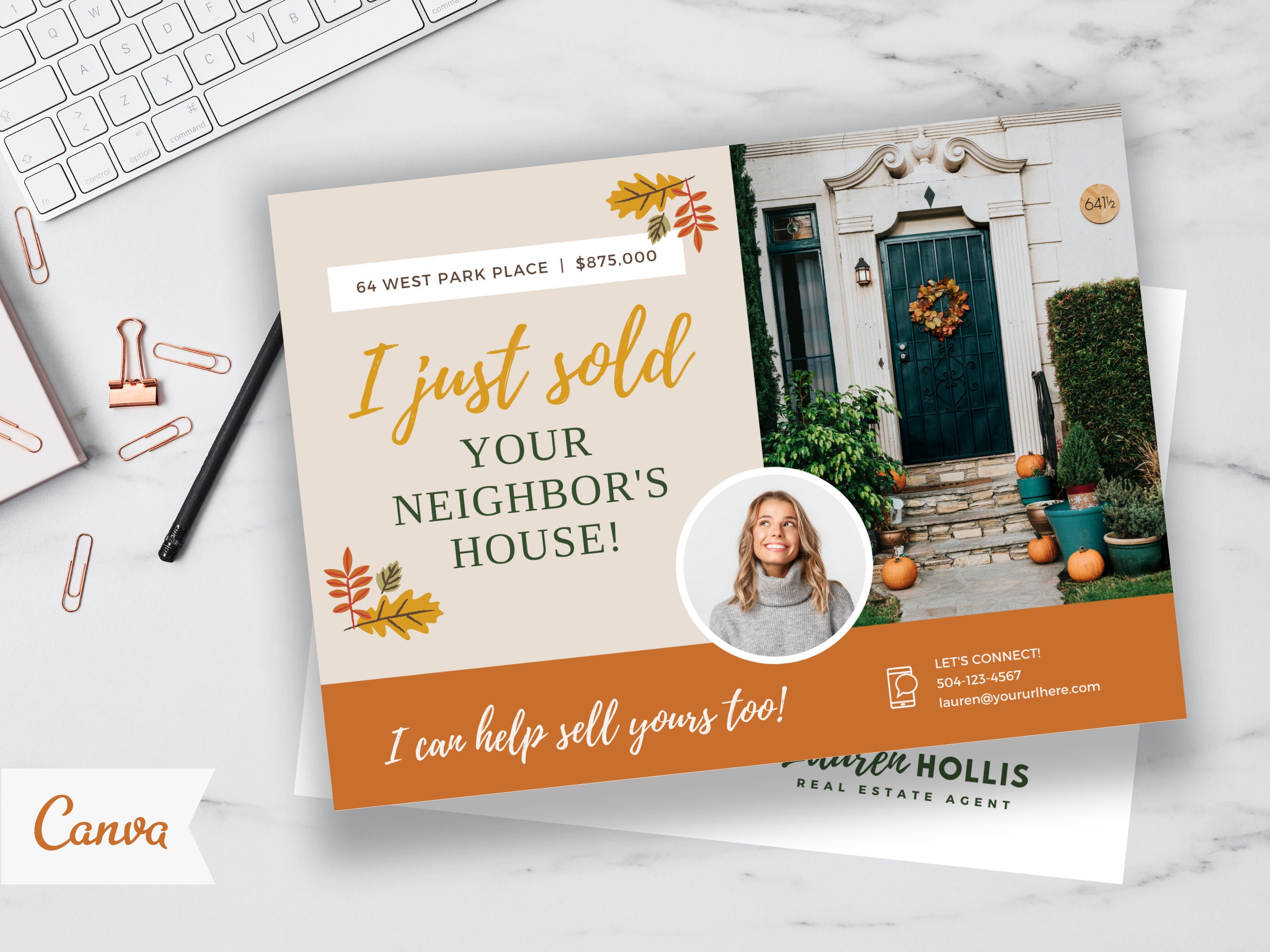 Just Sold Postcard, Real Estate Postcard, Realtor Postcard, Fall Real ...