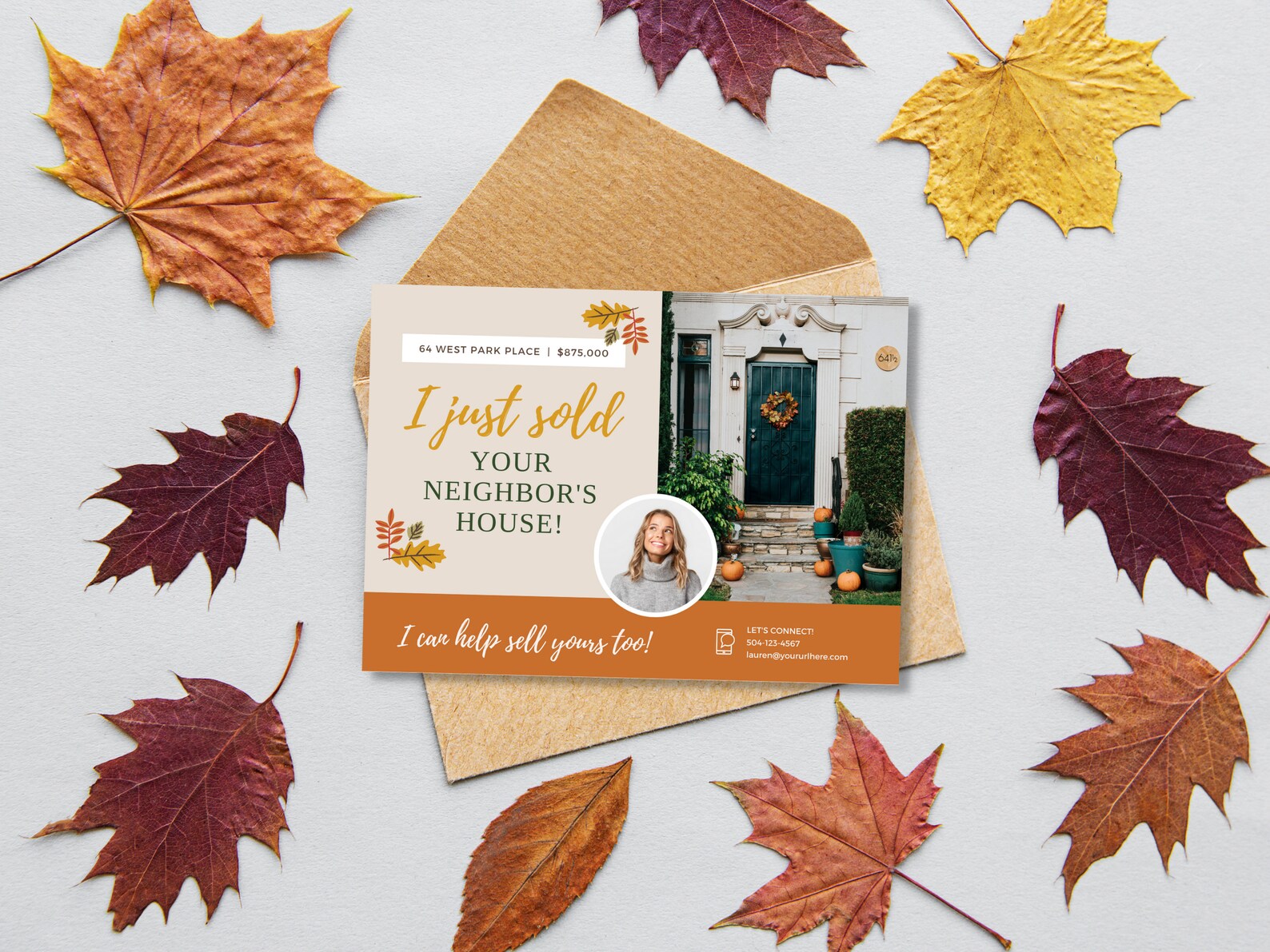 Just Sold Postcard, Real Estate Postcard, Realtor Postcard, Fall Real ...