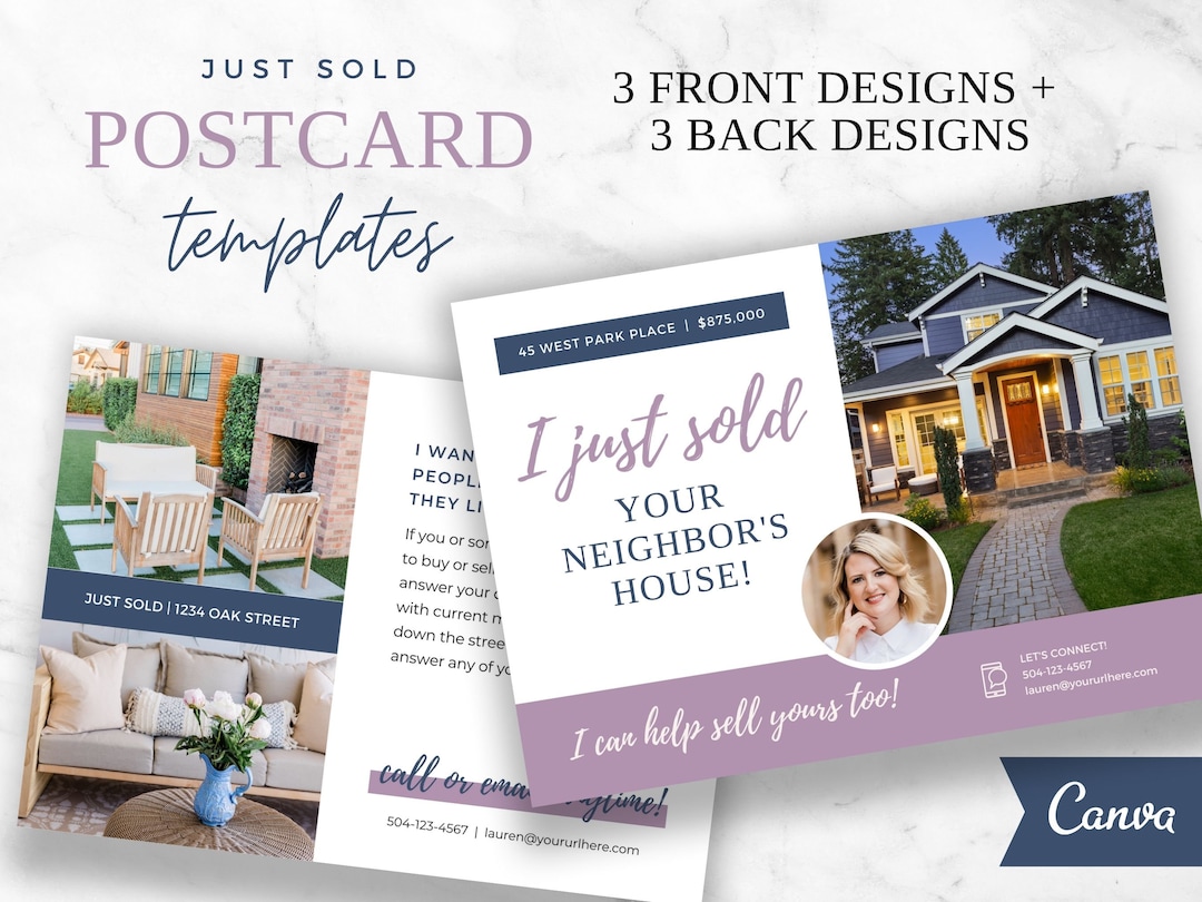 Just Sold Postcard, Real Estate Postcard, Just Sold Flyer, Realtor ...