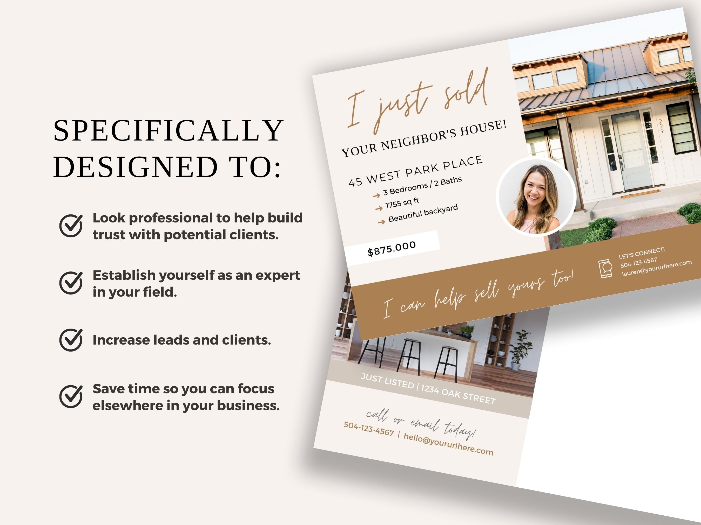 Just Listed Postcard, Real Estate Postcard, Just Listed Flyer, Realtor ...