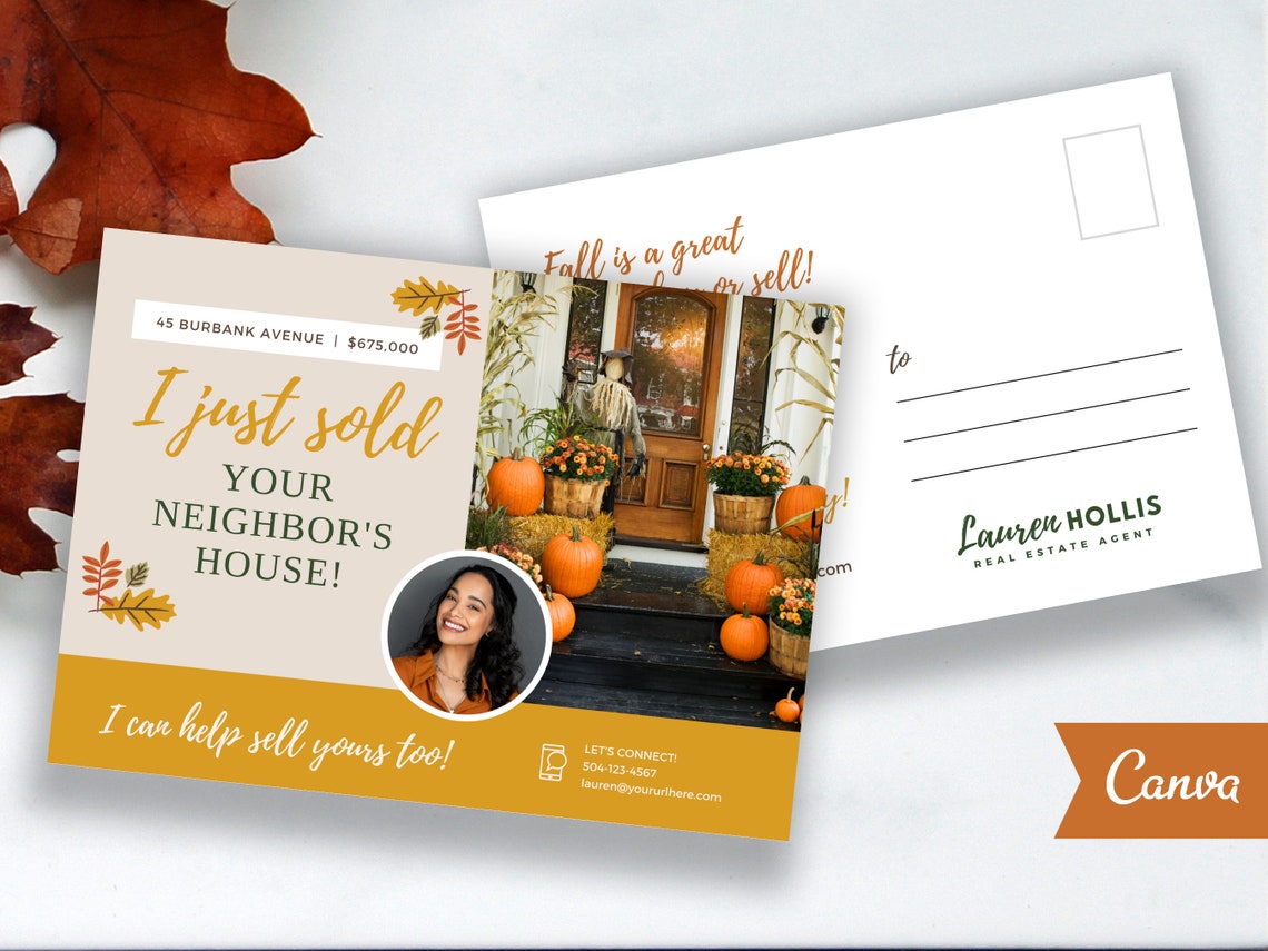 Fall Real Estate Postcard, Autumn Real Estate Marketing, Autumn Mailer ...