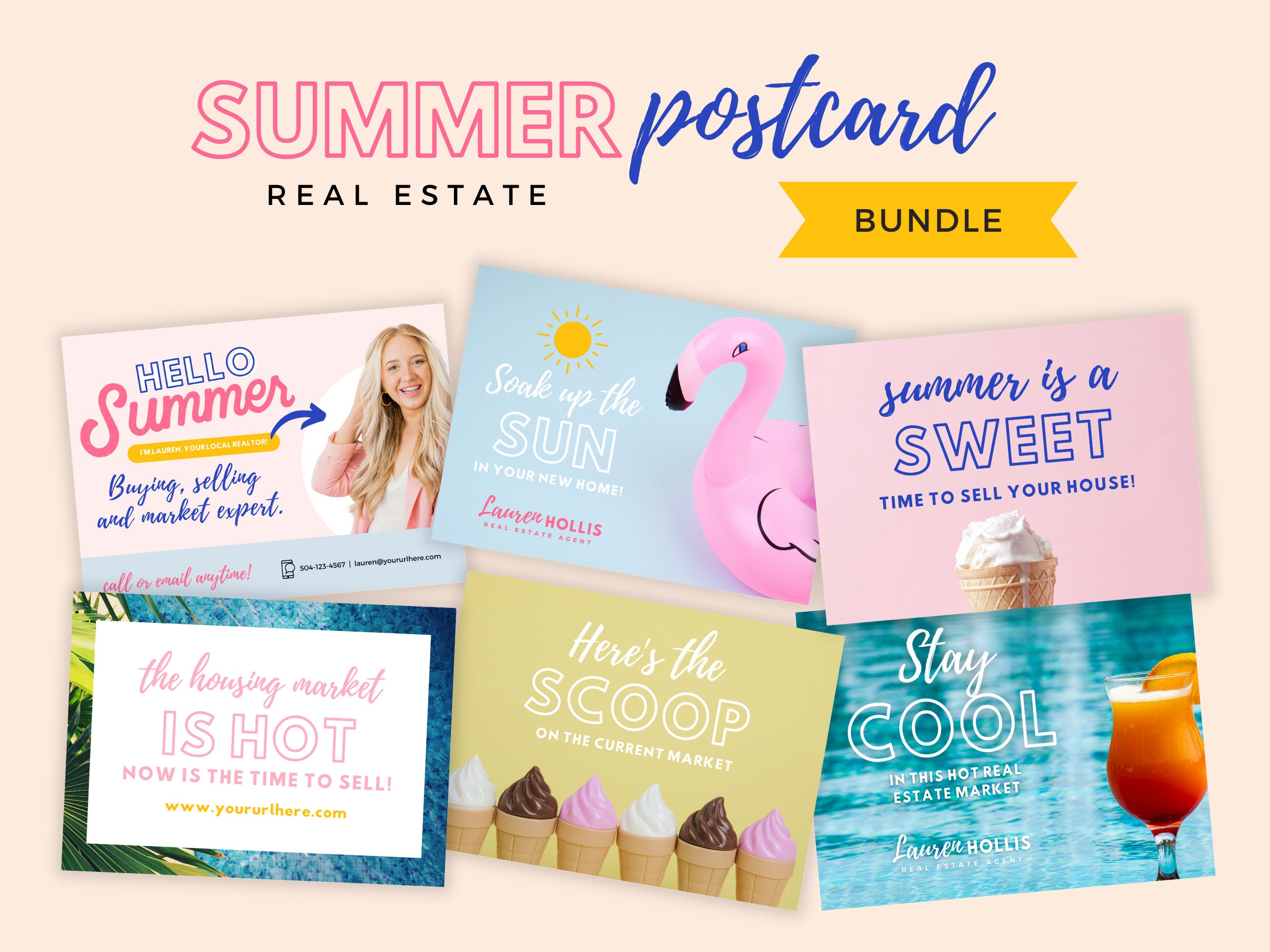 Real Estate Postcard Bundle, Summer Real Estate Marketing, Realtor ...