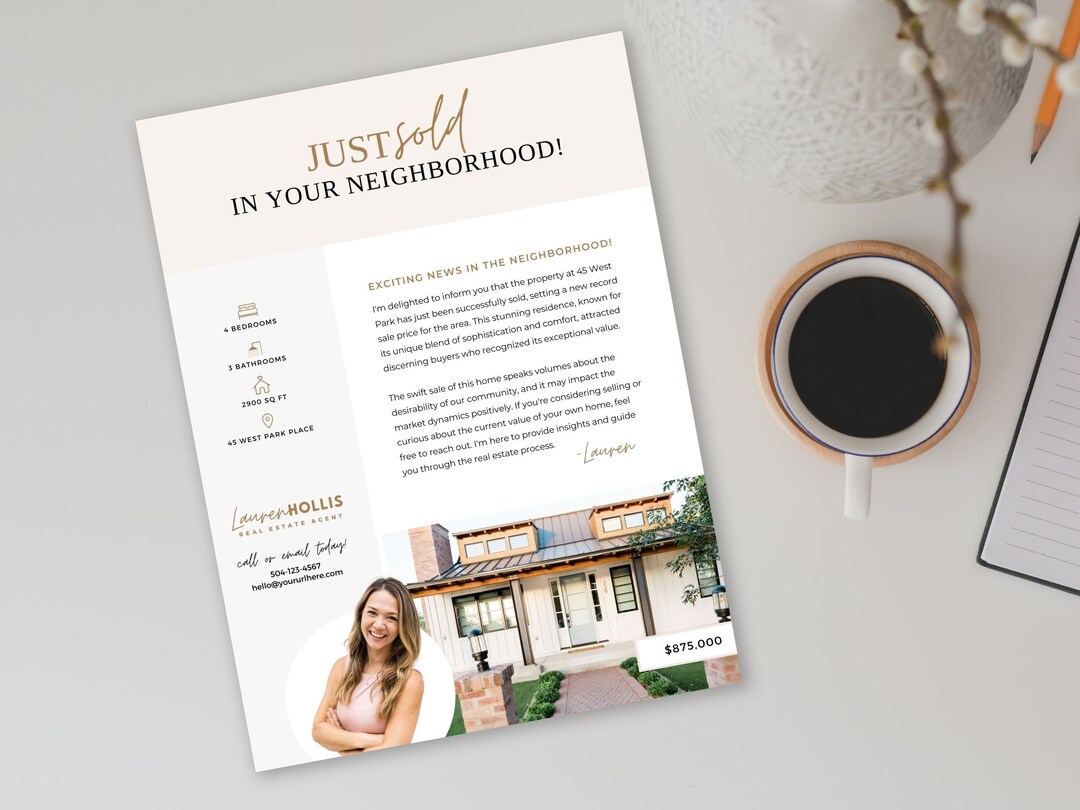 Just Sold Flyer, Real Estate Letter, Realtor Mailer, Real Estate ...