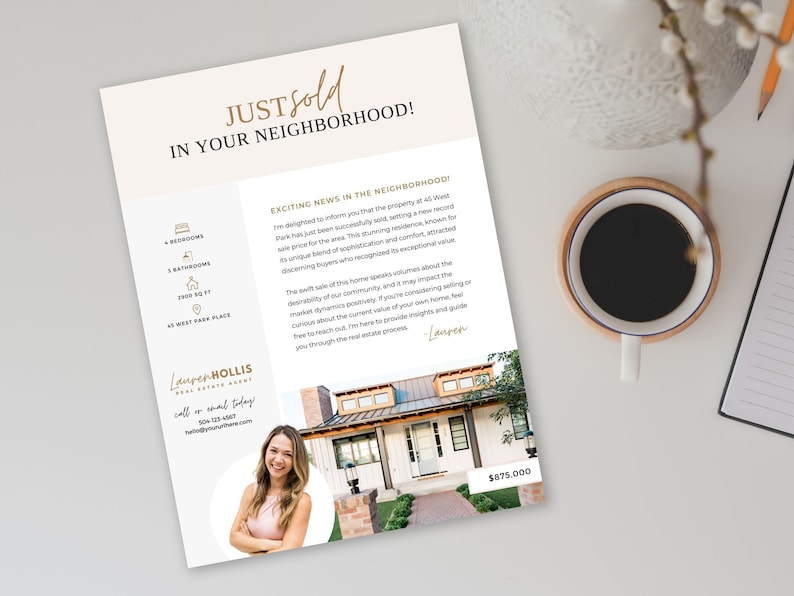 Just Sold Flyer, Real Estate Letter, Realtor Mailer, Real Estate ...
