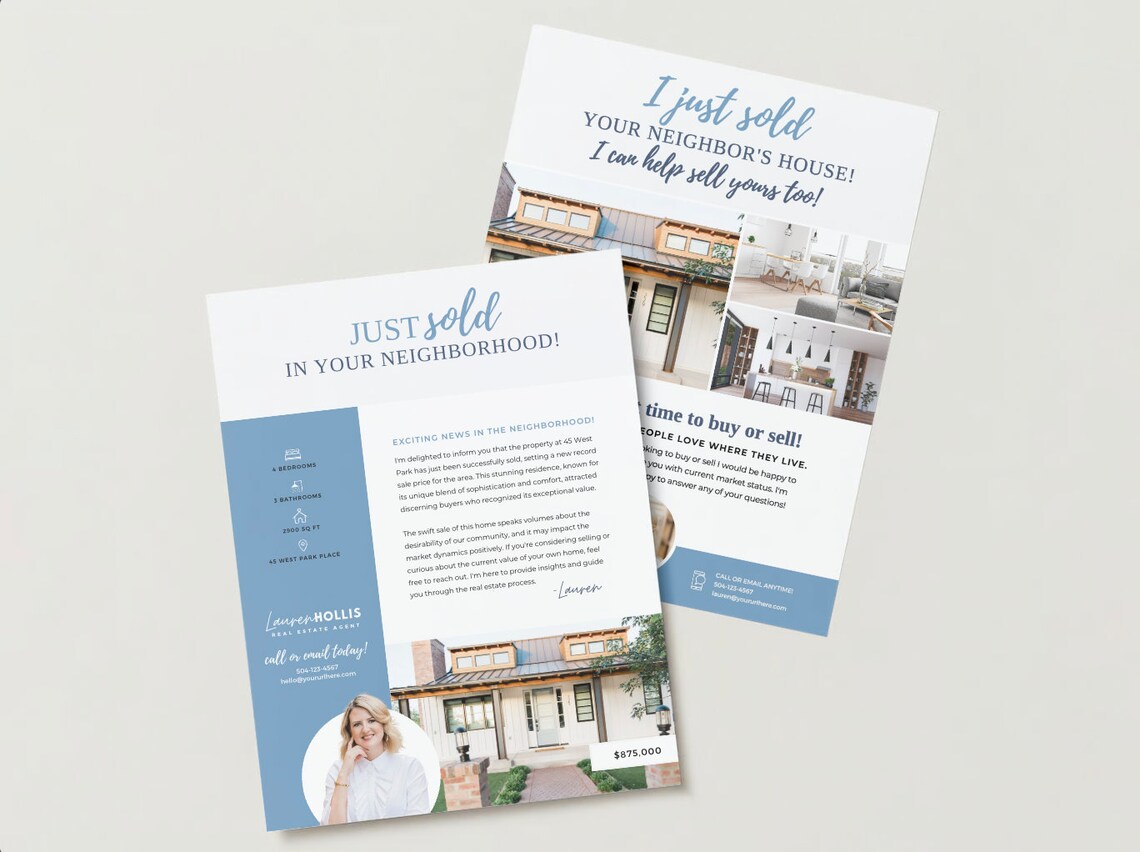 Just Sold Flyer, Real Estate Letter, Realtor Mailer, Real Estate ...