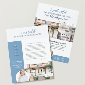 Just Sold Flyer, Real Estate Letter, Realtor Mailer, Real Estate ...