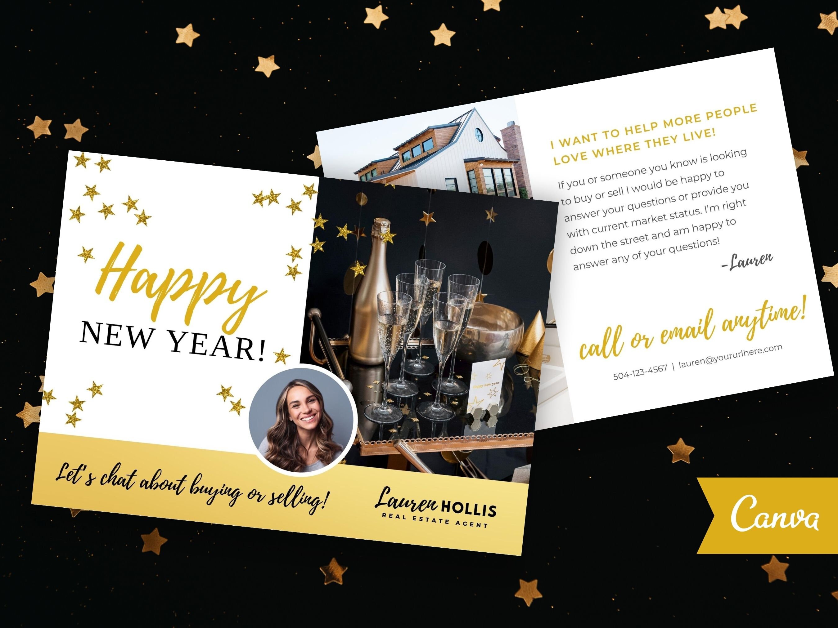 New Years Real Estate Postcard Template, New Year Postcard, Realtor ...
