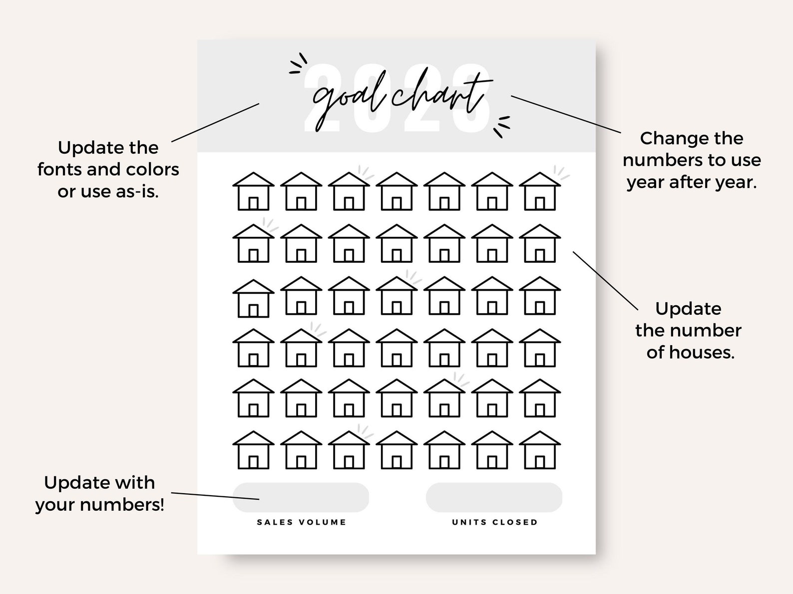 Real Estate Goal Chart Template, Real Estate Goal Tracker, Real Estate ...