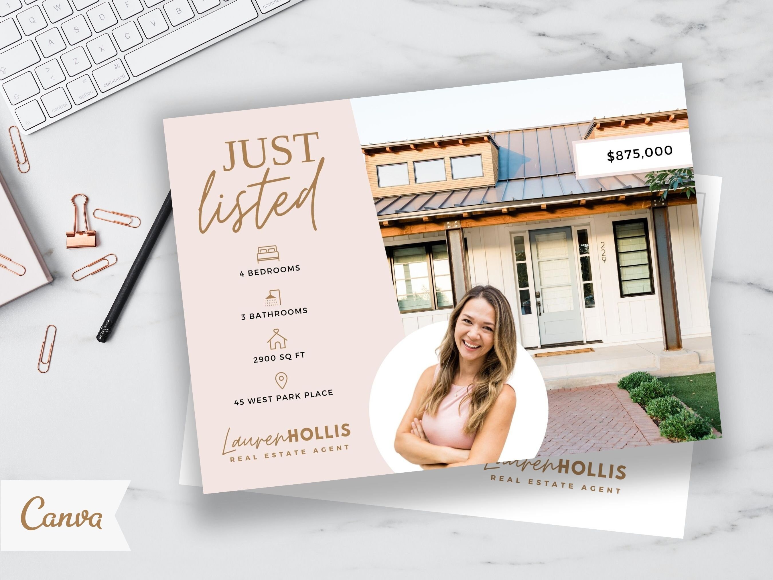 Just Listed Postcard, Real Estate Postcard, Just Listed Flyer, Realtor ...