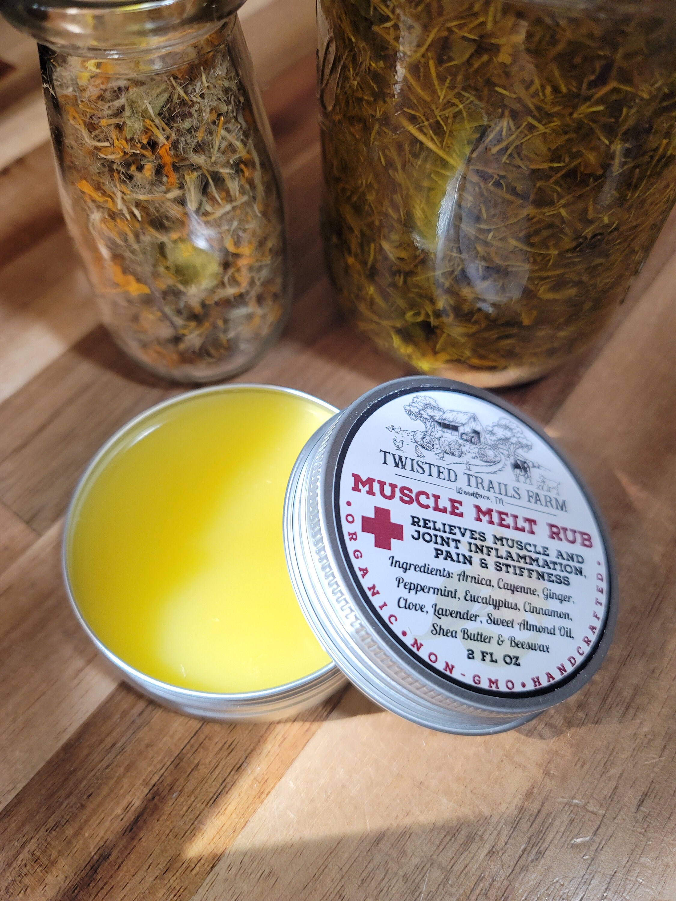 Organic Muscle Melt Rub W/arnica Herbal Apothecary - Etsy