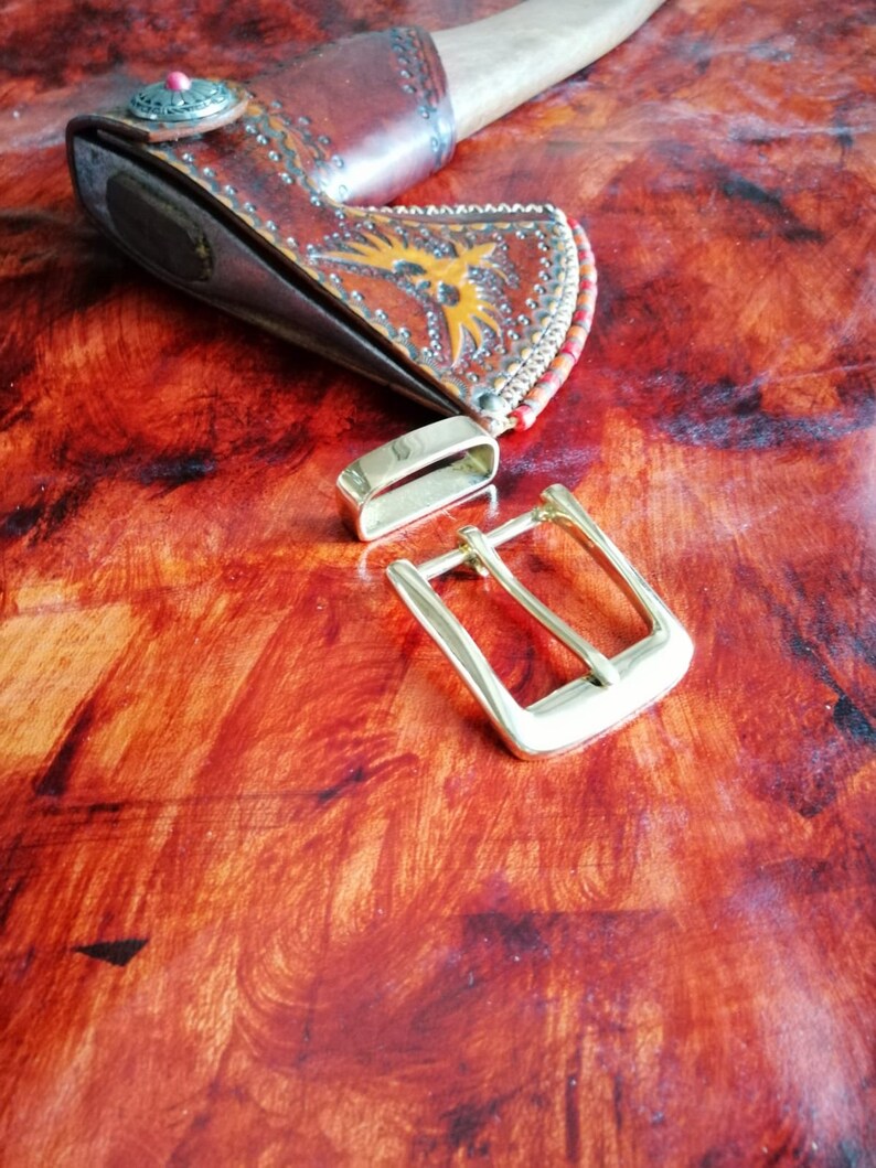 38-40mm Solid Brass Belt Buckle and Belt Loop Set Leather - Etsy