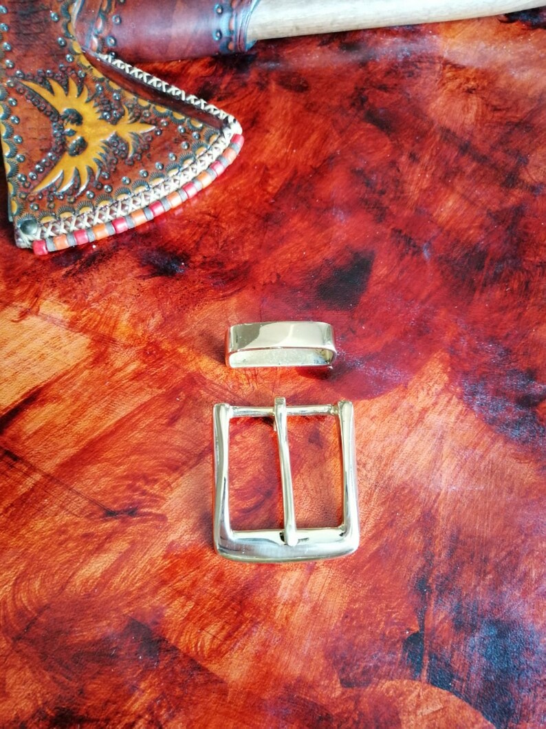 38-40mm Solid Brass Belt Buckle and Belt Loop Set Leather - Etsy