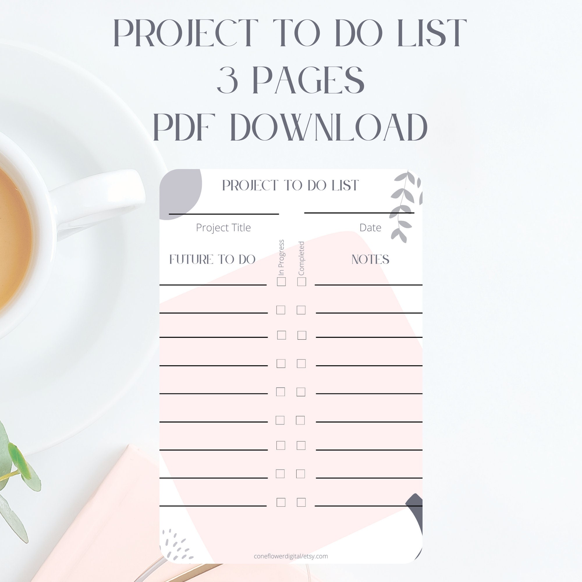 Project to Do List Printable Project Planner Checklist - Etsy