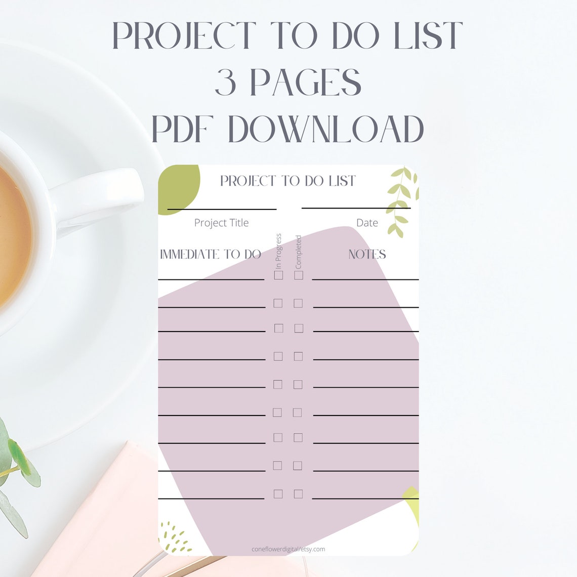 Project to Do List, Printable Project Planner, Checklist Work Planner ...